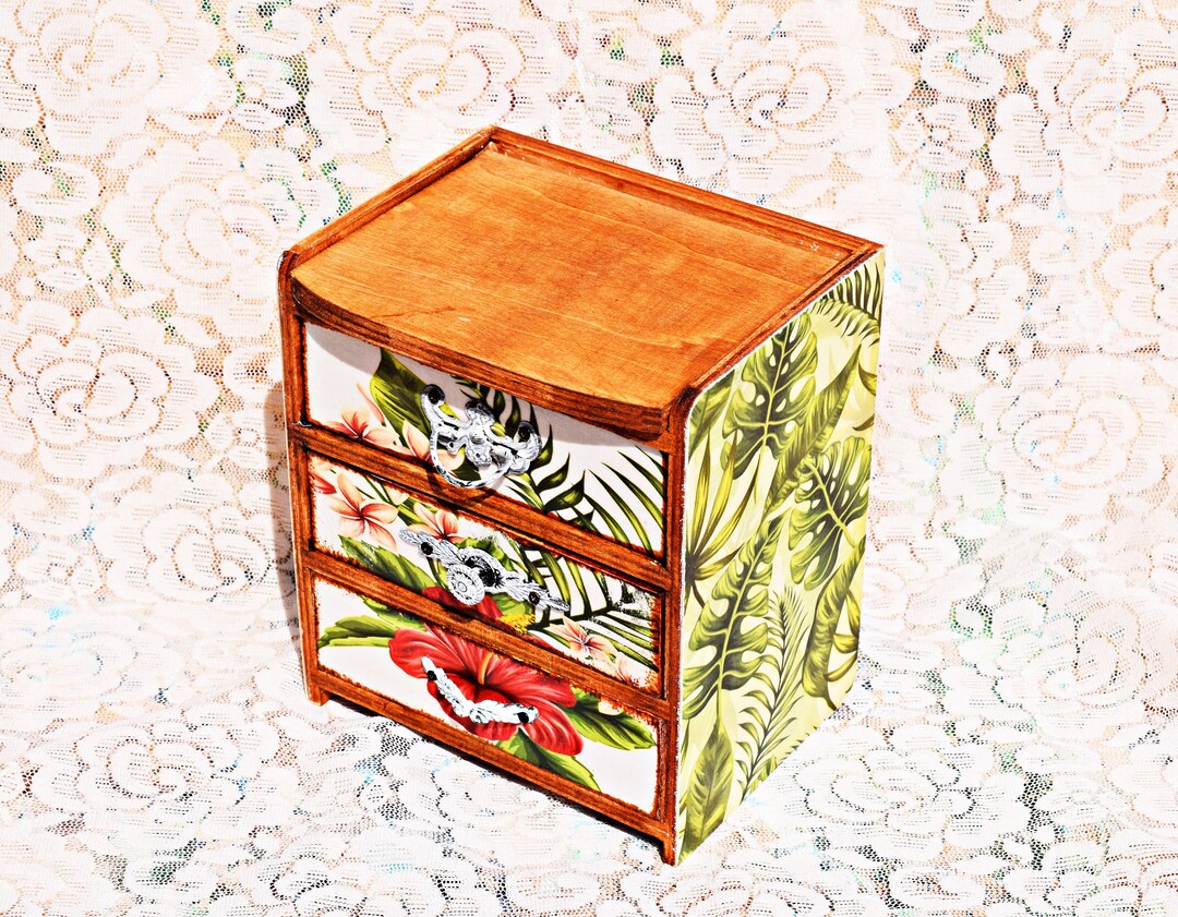 Tropical Chest of Drawers Custom Trinket Makeup Organizer Jewelry ...