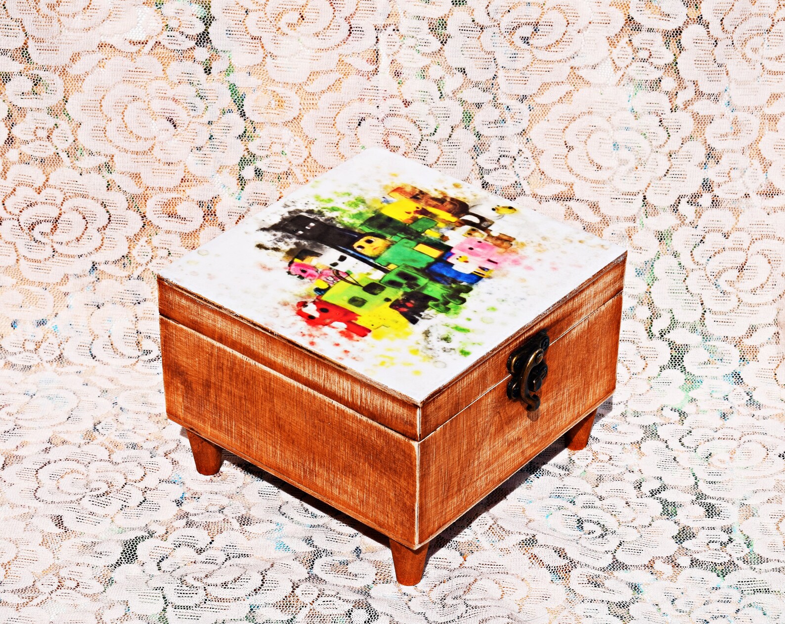 Minecraft caja de madera inspered, regalo de fiesta de cumpleaños, caja ...