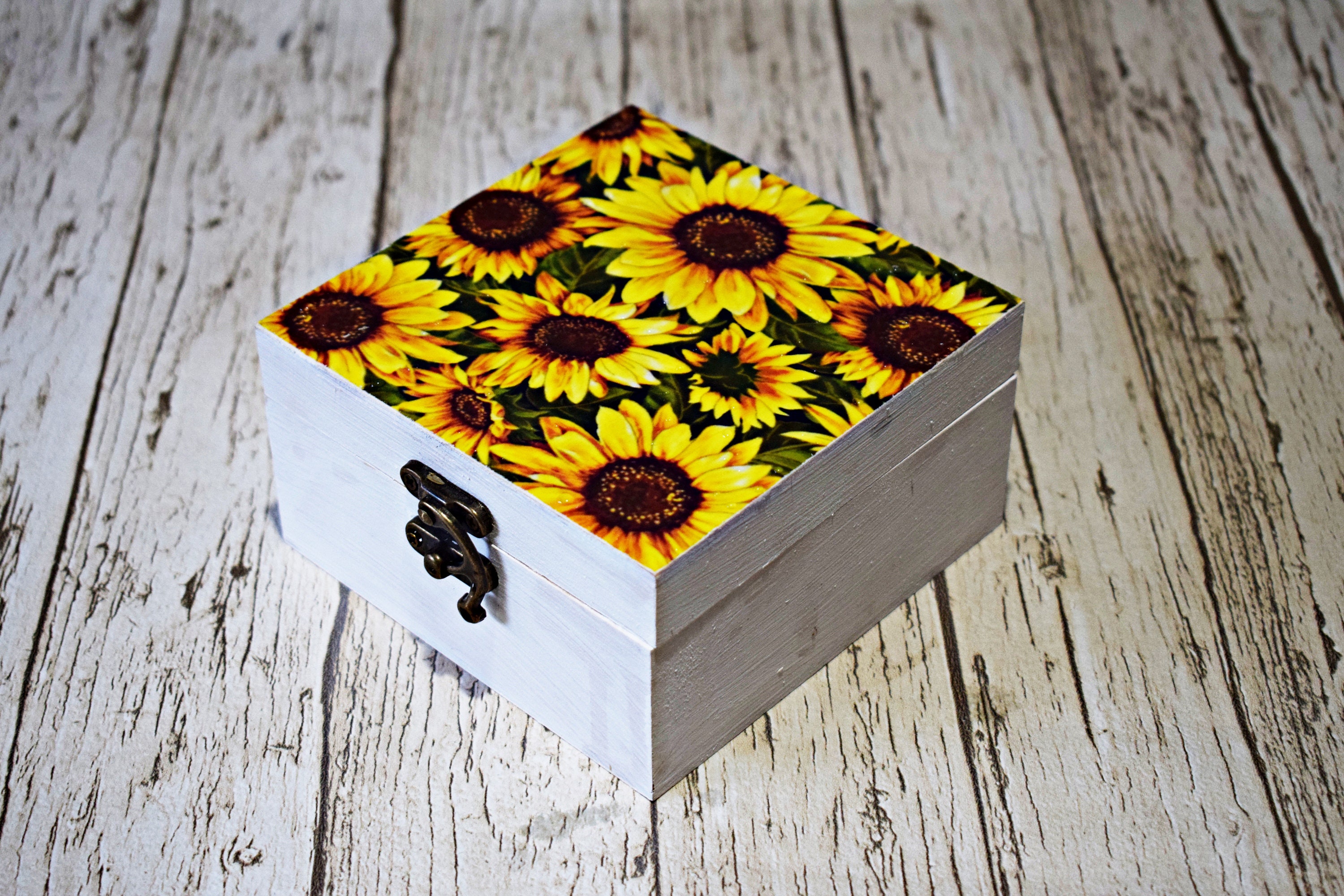 Sunflower Jewellery Box, Sunflower Keepsake Memory Box, Wooden Gift Box ...