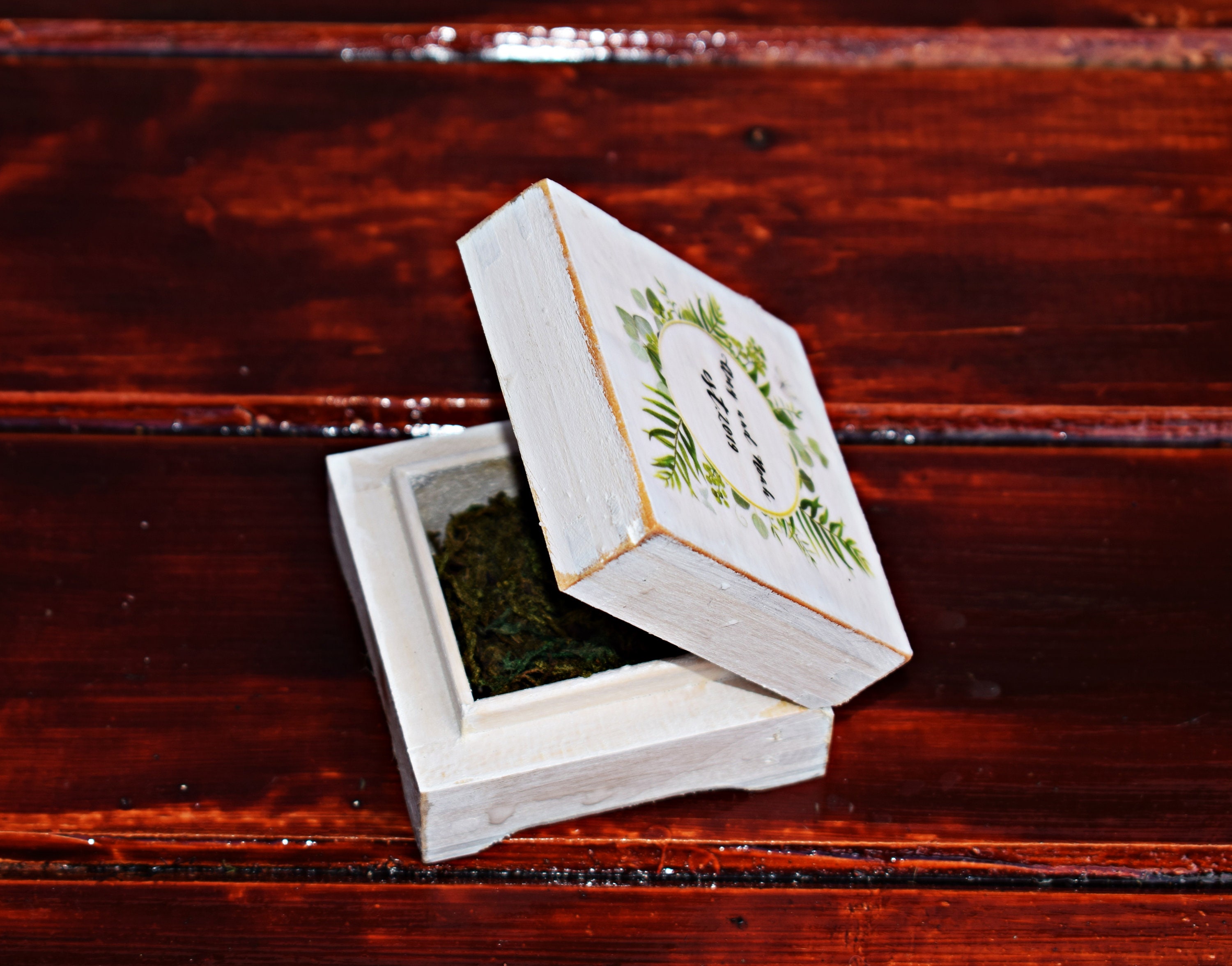 Fern Green Leaves Ring Box Botanical Wedding Box Greenery - Etsy