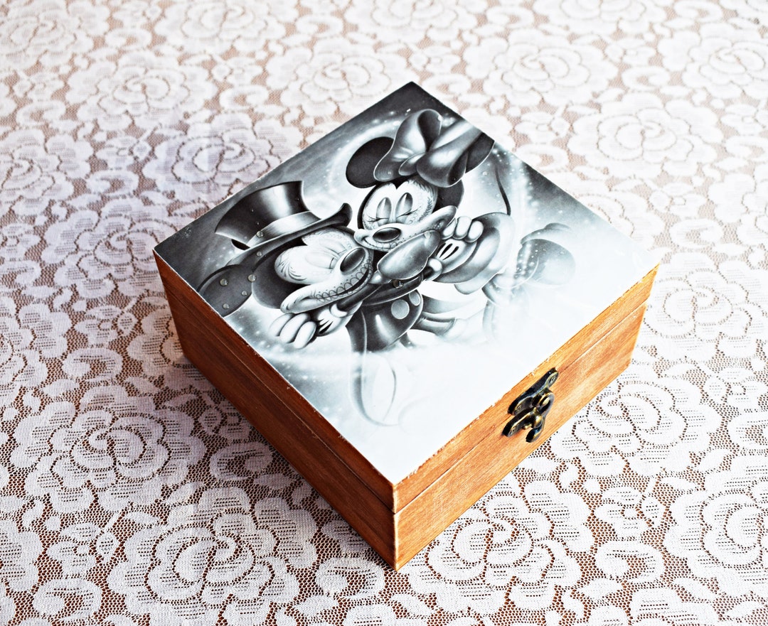 Gothic Mickey and Minnie Halloween Sugar Skulls Wooden Box, Disney ...