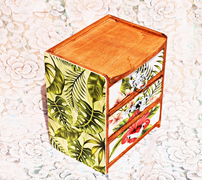 Tropical Chest of Drawers Custom Trinket Makeup Organizer Jewelry ...