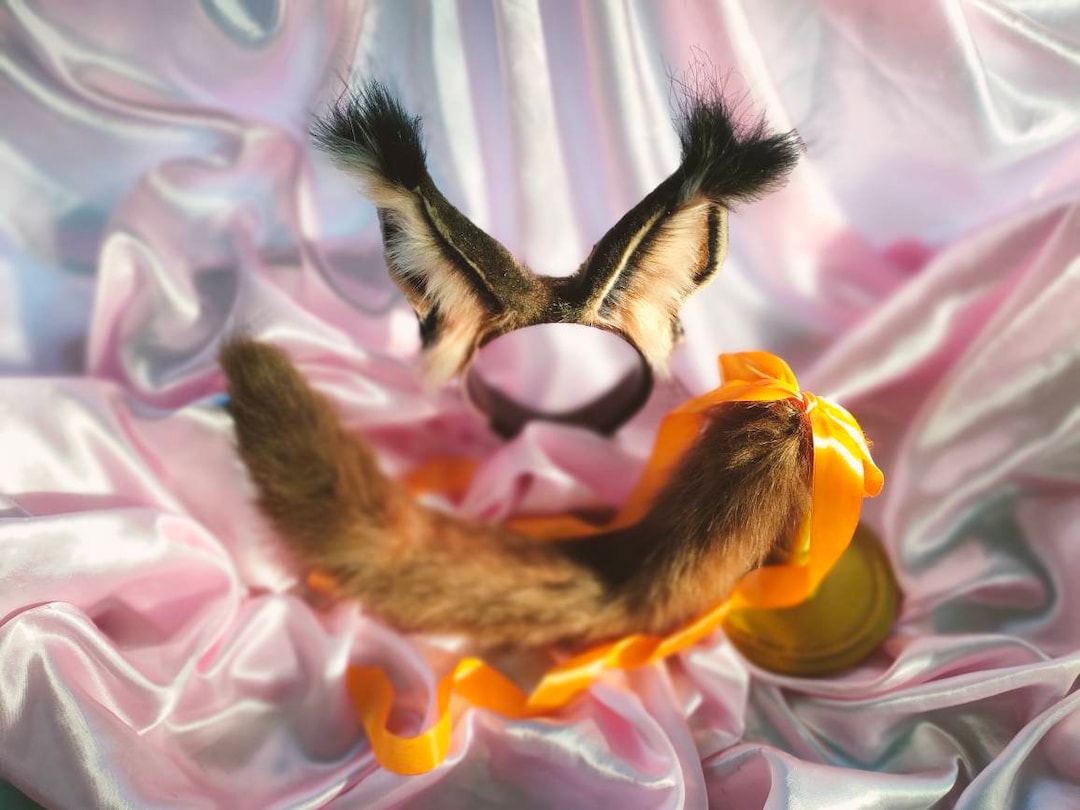 Caracal Ears Tail, Lynx, Bobcat, Bob Cat Faux Fur Fantasy Petite Animal ...