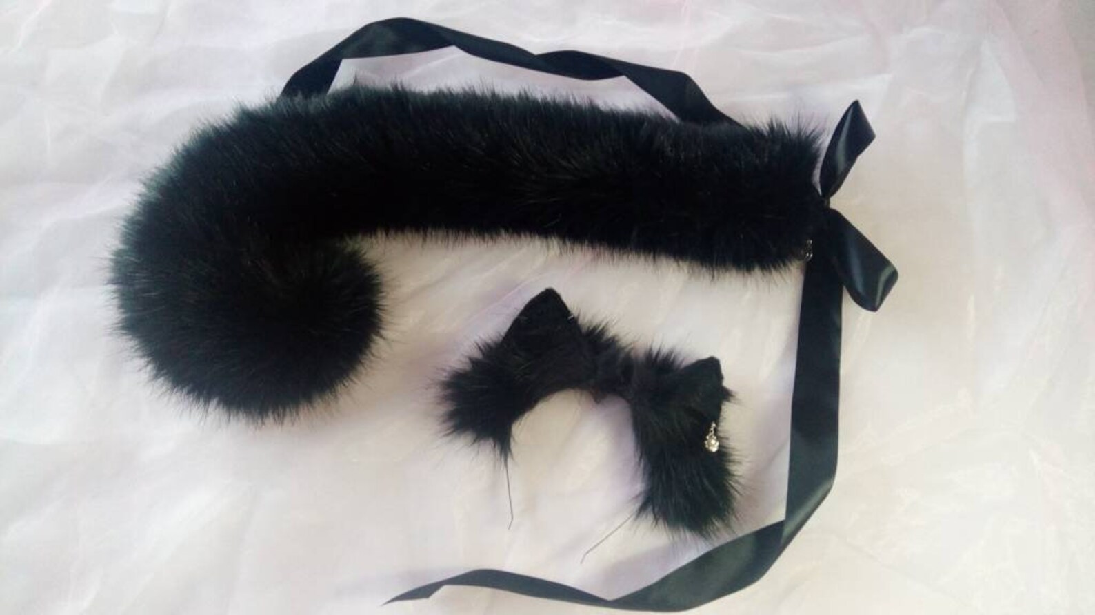 Black ears and tail Black Cat ears and tail Cosplay ears | Etsy
