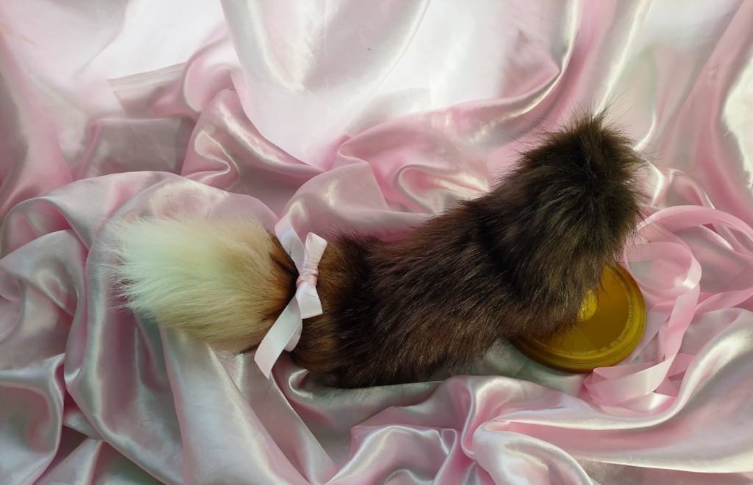 Brown Tail Dark Brown/ Cream White Wolf Tail Fox Tail Dog Tail Tail ...