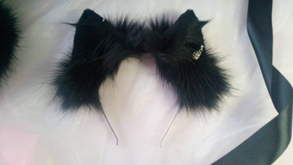 Black ears and tail Black Cat ears and tail Cosplay ears | Etsy
