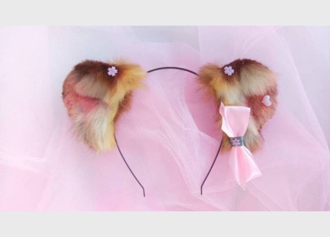 Round Ears, Lovely Girly, Heart Flowers Pacifier Sweet Tanuki Bear ...