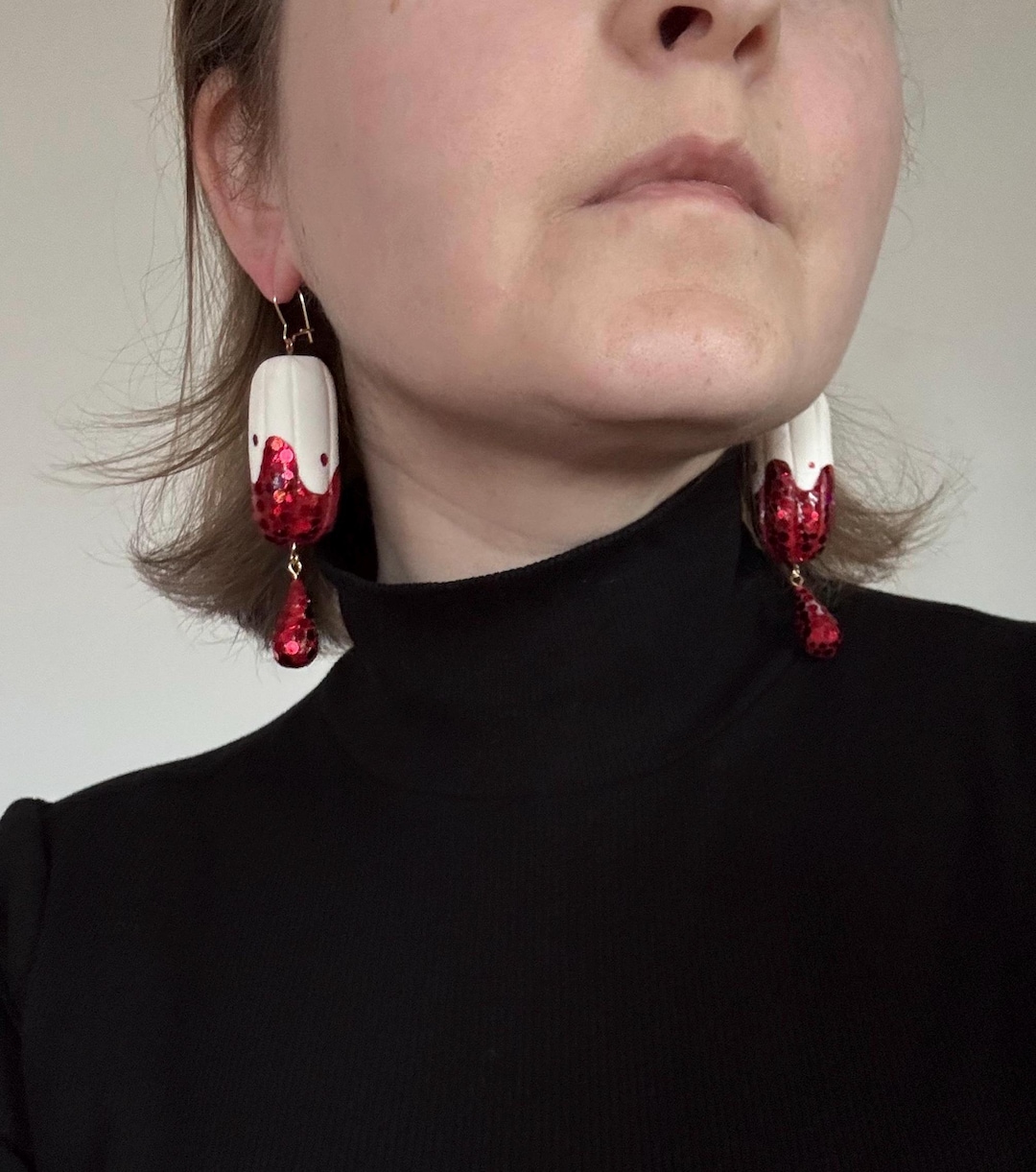 Oversize Lightweight Sparkly Glitter Tampon Period Earrings Umas Moons ...