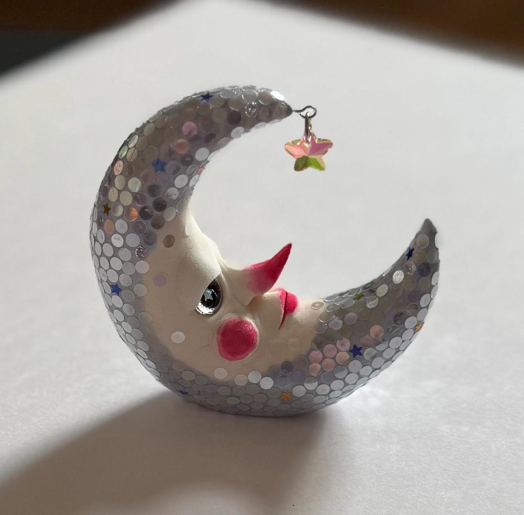 Crescent Moon Sparkly Statue Sculpture - Etsy
