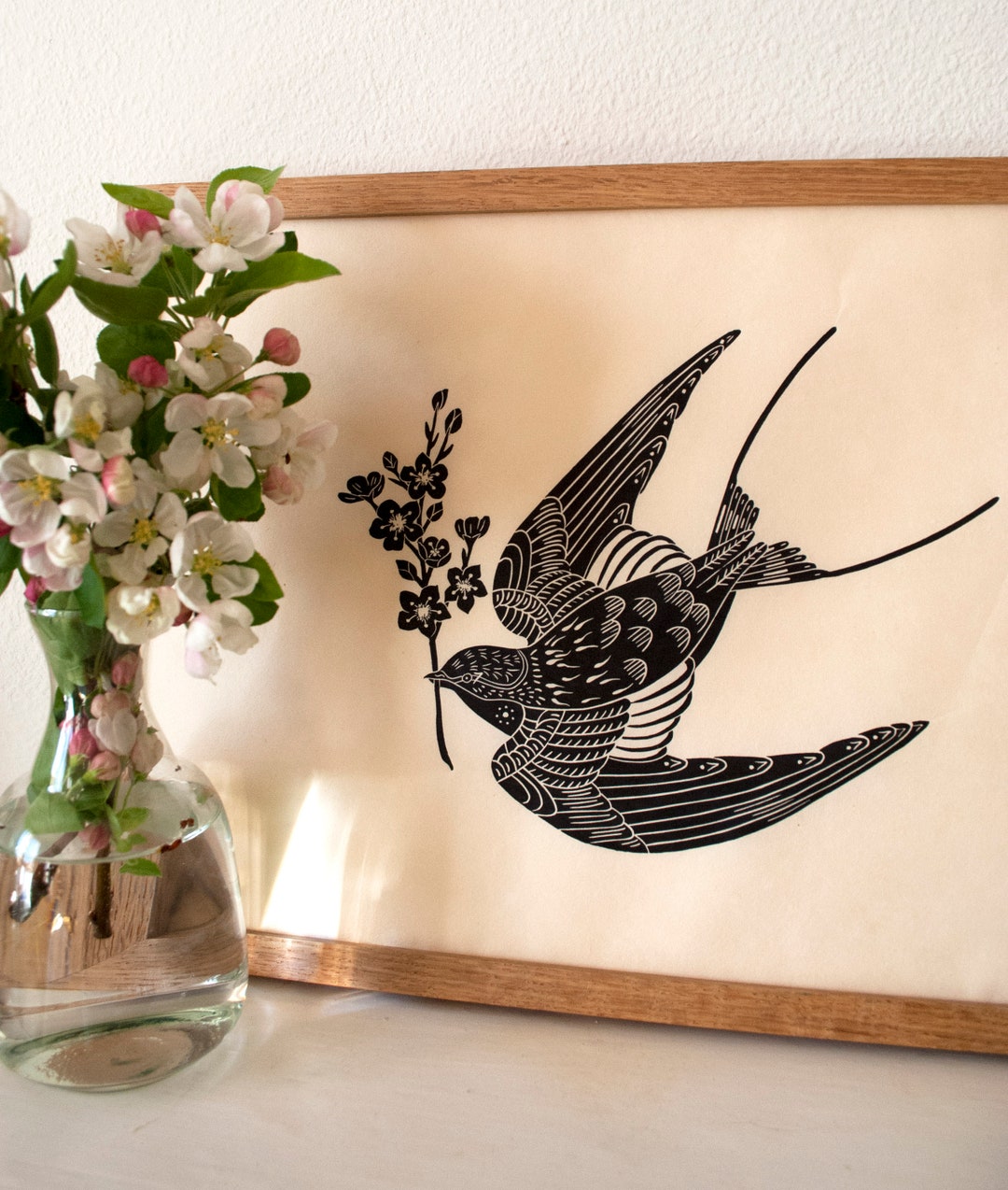 Spring Swallow Lino Print. Wall Decor, Home Interior - Etsy