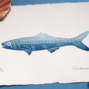 Singular Anchovy Lino Print. Wall Art, Home Decor, Mini Print - Etsy