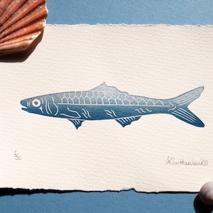 Singular Anchovy Lino Print. Wall Art, Home Decor, Mini Print - Etsy