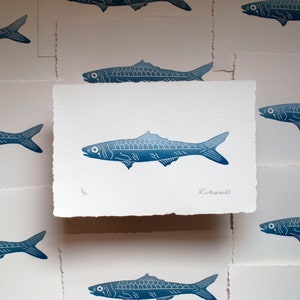 Singular Anchovy Lino Print. Wall Art, Home Decor, Mini Print - Etsy