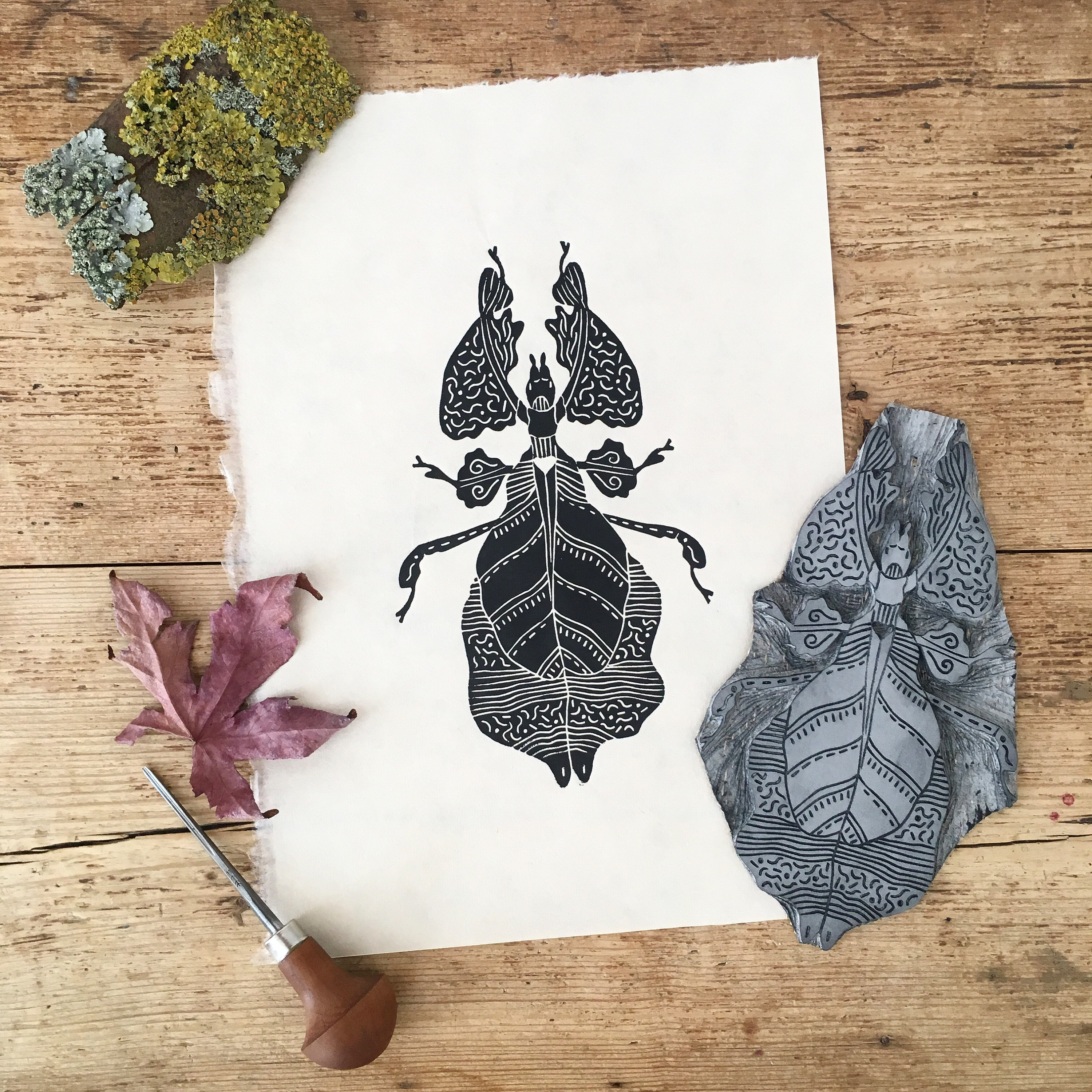 Insect Lino Print - Etsy UK