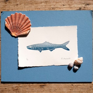 Singular Anchovy Lino Print. Wall Art, Home Decor, Mini Print - Etsy