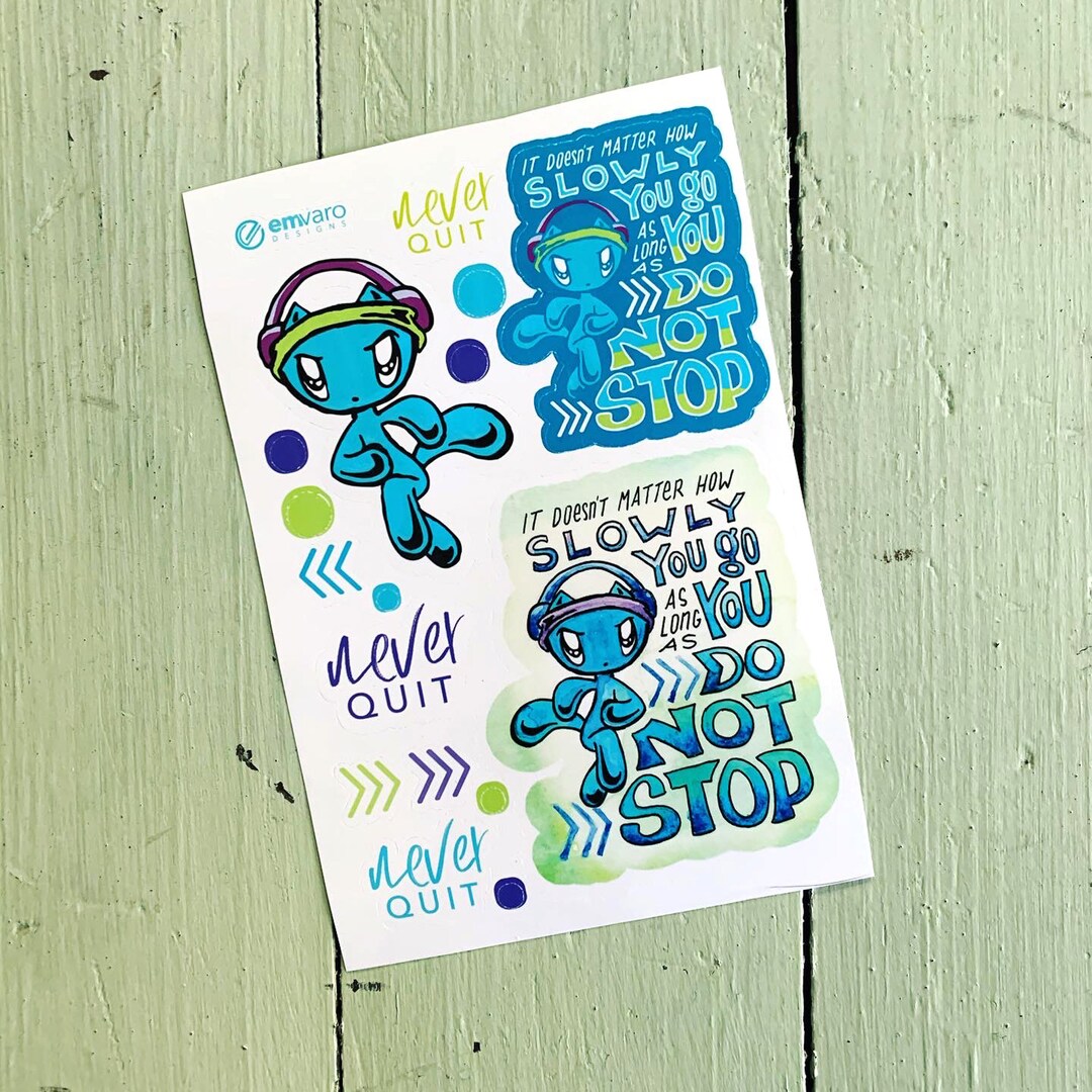 Stickers: Go Slowly, Do Not Stop - Running - Skoshie the Cat - Etsy