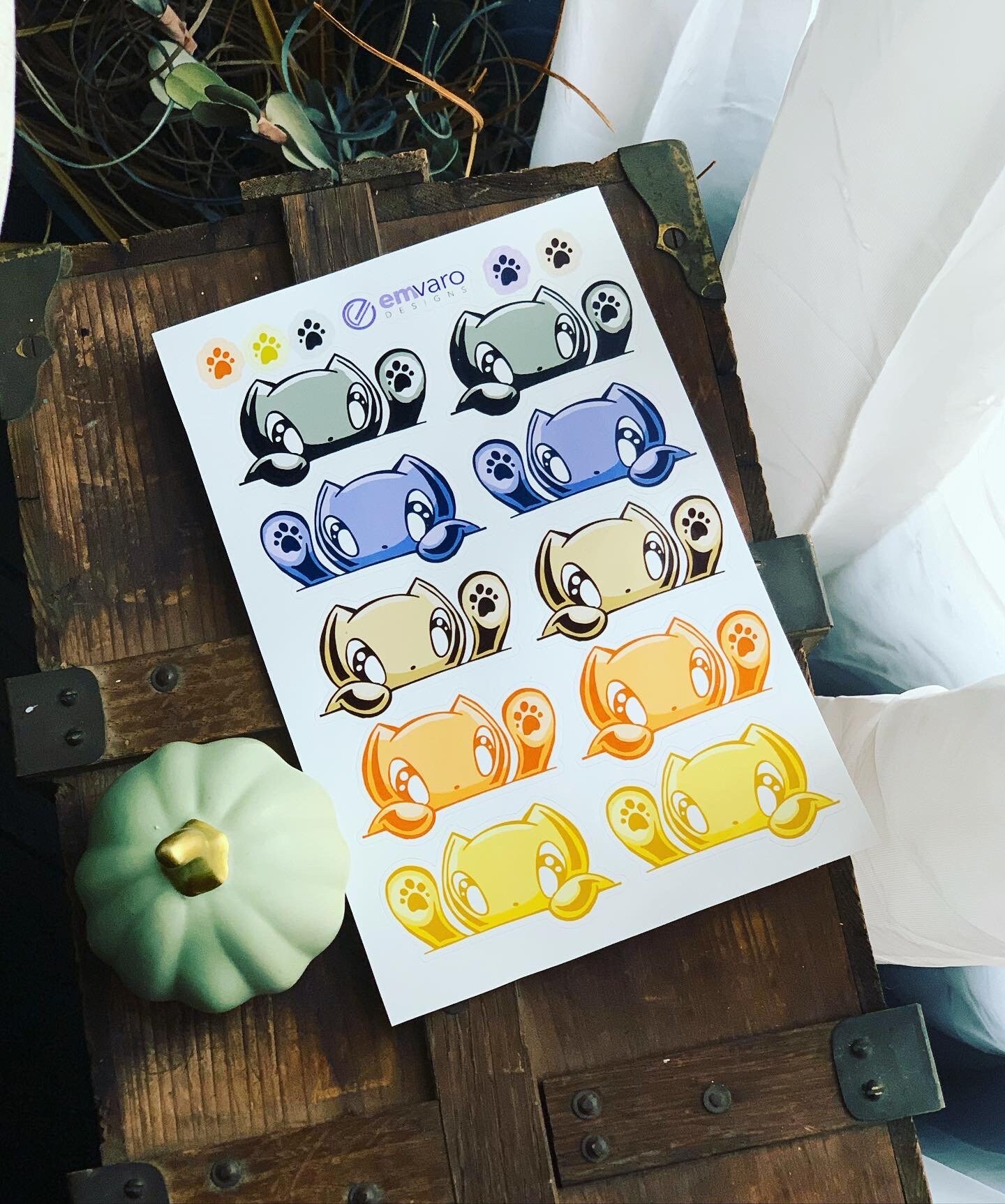 Hello There Cute Cat: Sticker Sheet rainbow or Halloween | Etsy