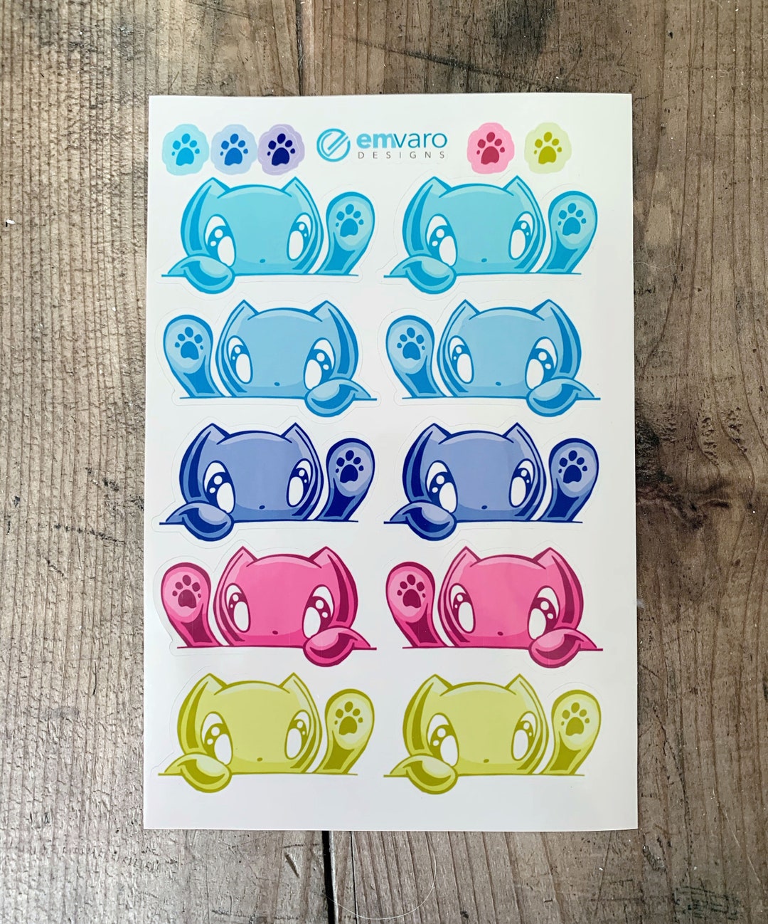 Hello There Cute Cat: Sticker Sheet rainbow or Halloween Color Options ...