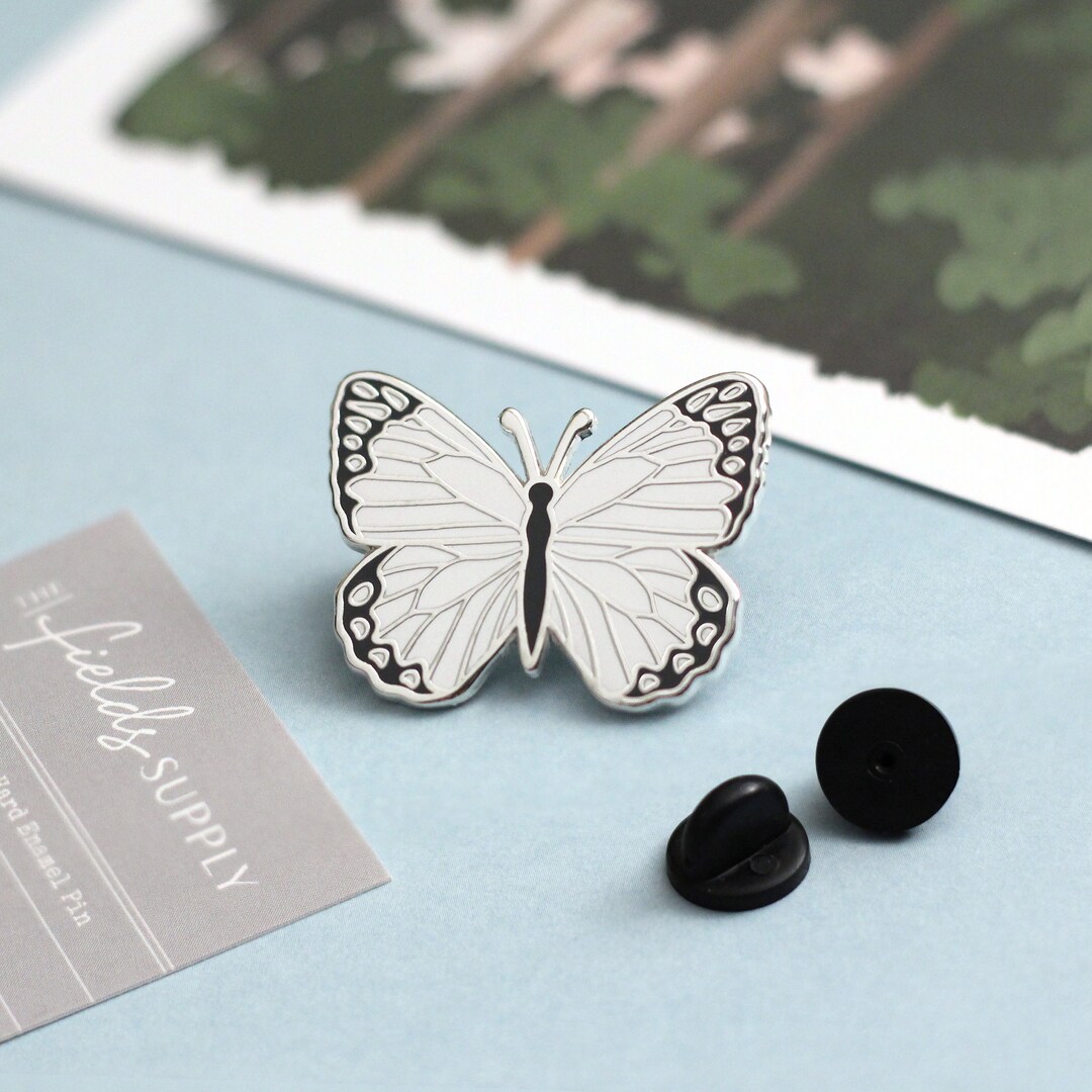 Caper White Butterfly Hard Enamel Pin - Etsy