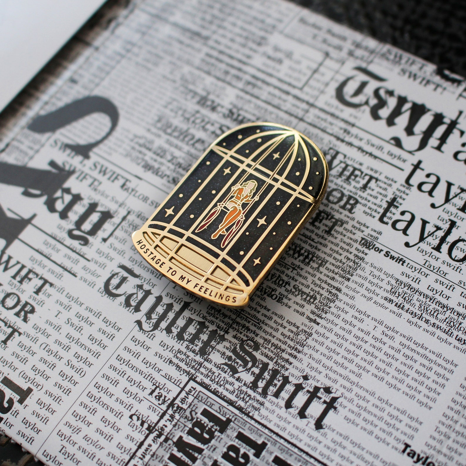 Gold Cage Hard Enamel Pin | Etsy