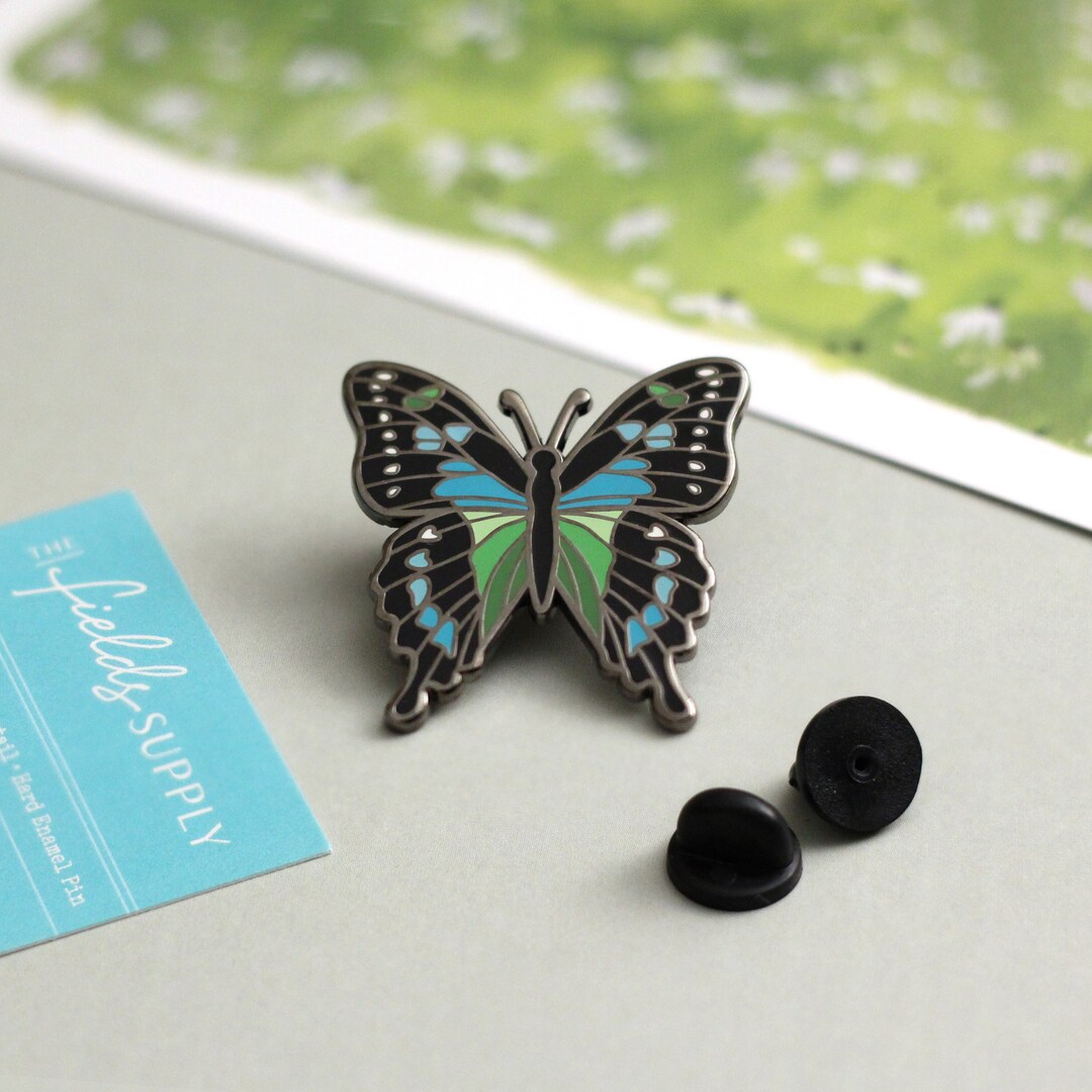 Tropical Blue Swallowtail Butterfly Hard Enamel Pin - Etsy