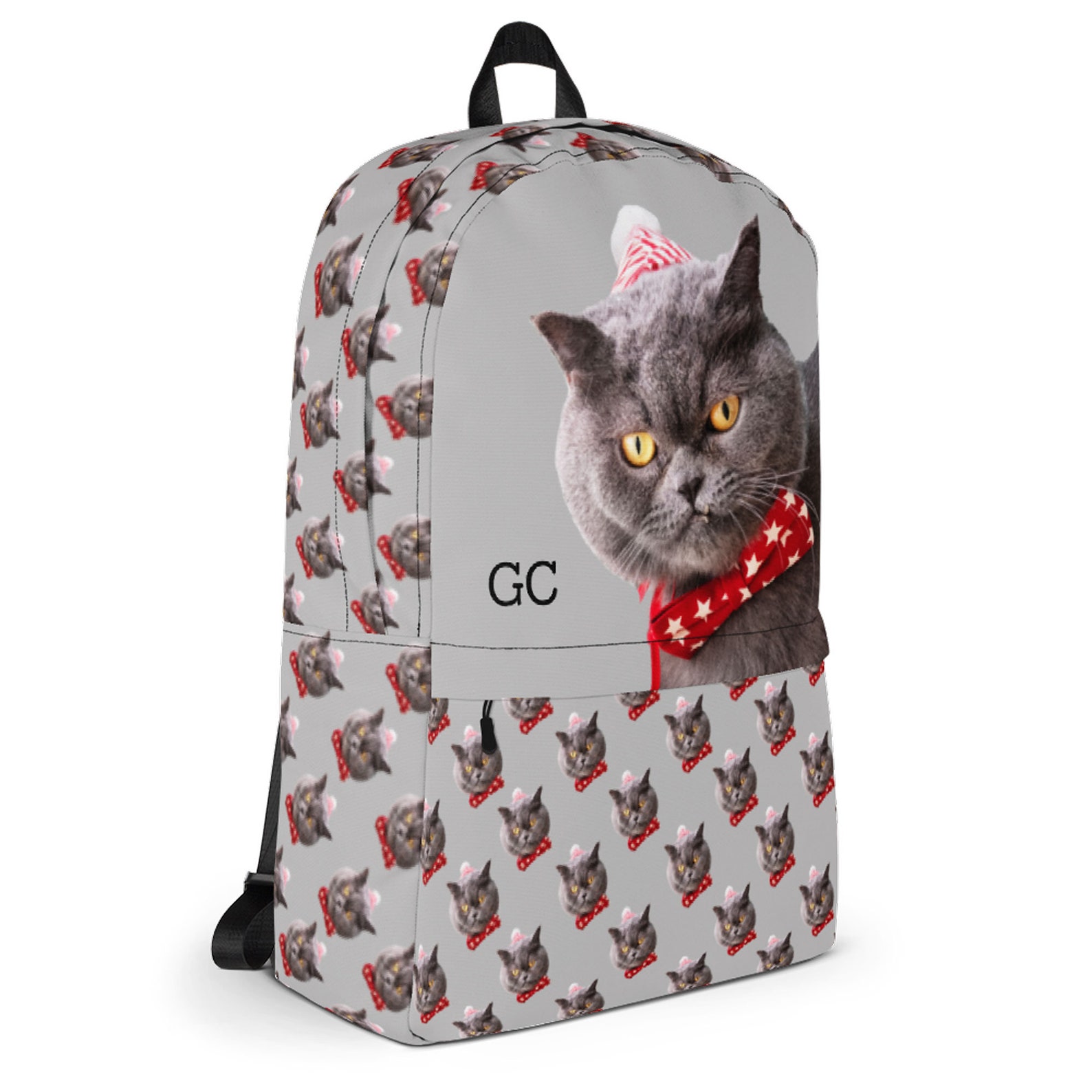 Grumpy Cat Backpack With Custom Monogram Funny Gift for Cat - Etsy