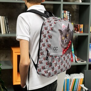 Grumpy Cat Backpack With Custom Monogram Funny Gift for Cat - Etsy
