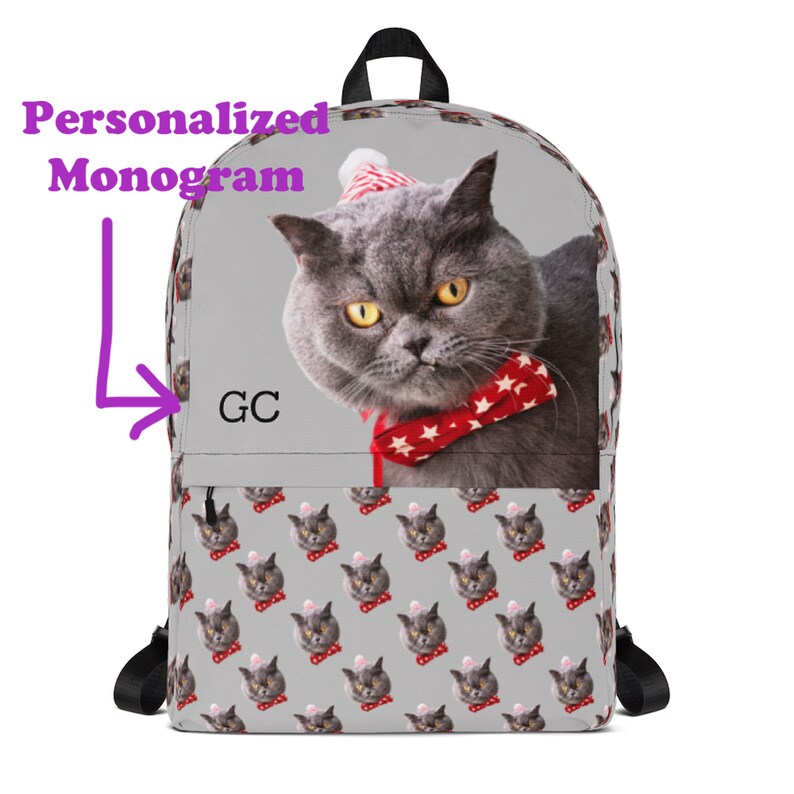 Grumpy Cat Backpack With Custom Monogram Funny Gift for Cat - Etsy