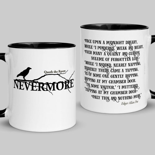 Quoth the Raven Nevermore Mug Edgar Allan Poe Raven Gift for - Etsy