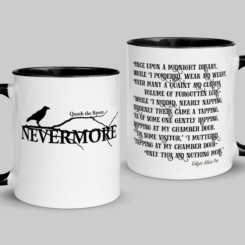 Quoth the Raven Nevermore Mug, Edgar Allan Poe Gift - Etsy