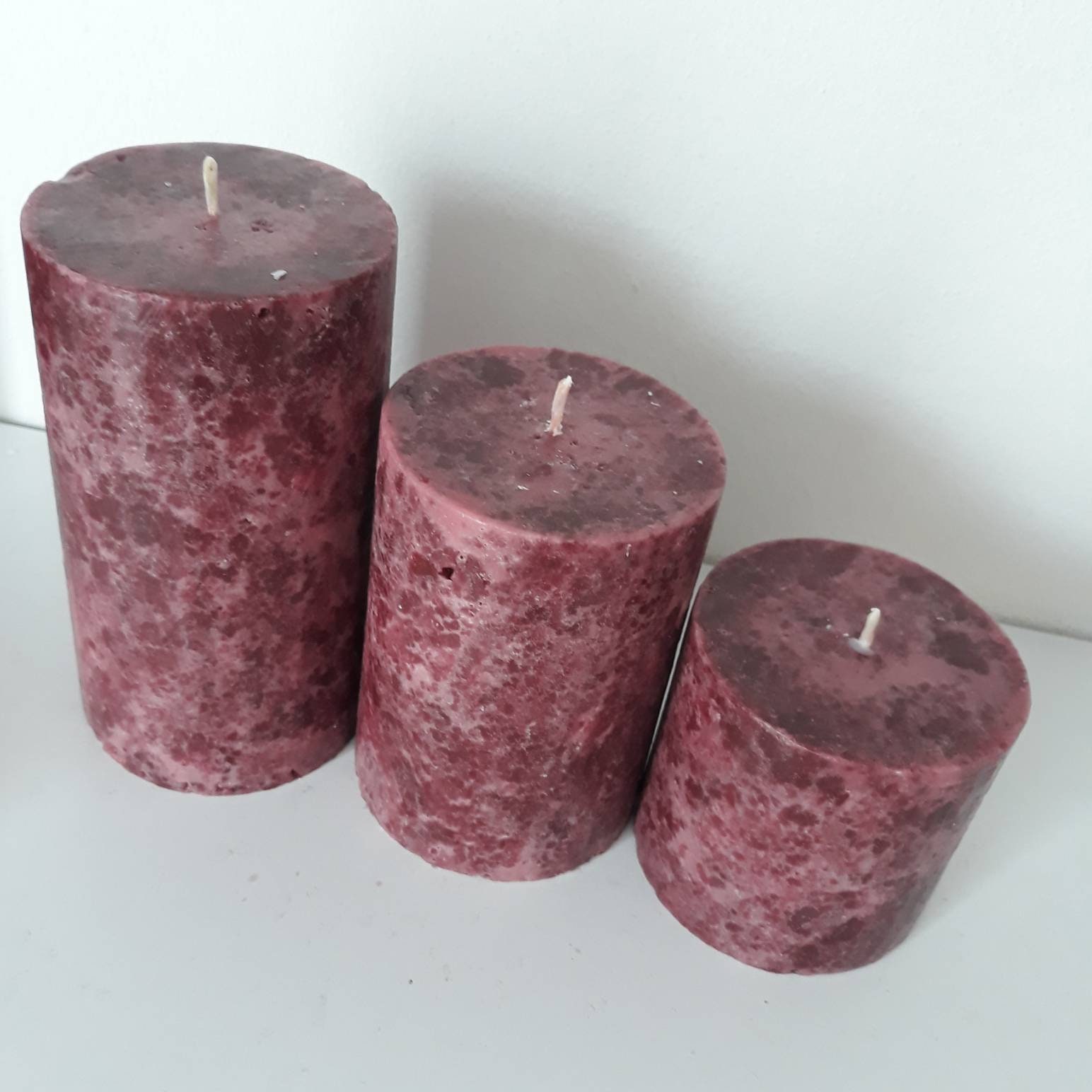 Burgundy Decorative Candles. Unique Pillar Candles for Home - Etsy UK