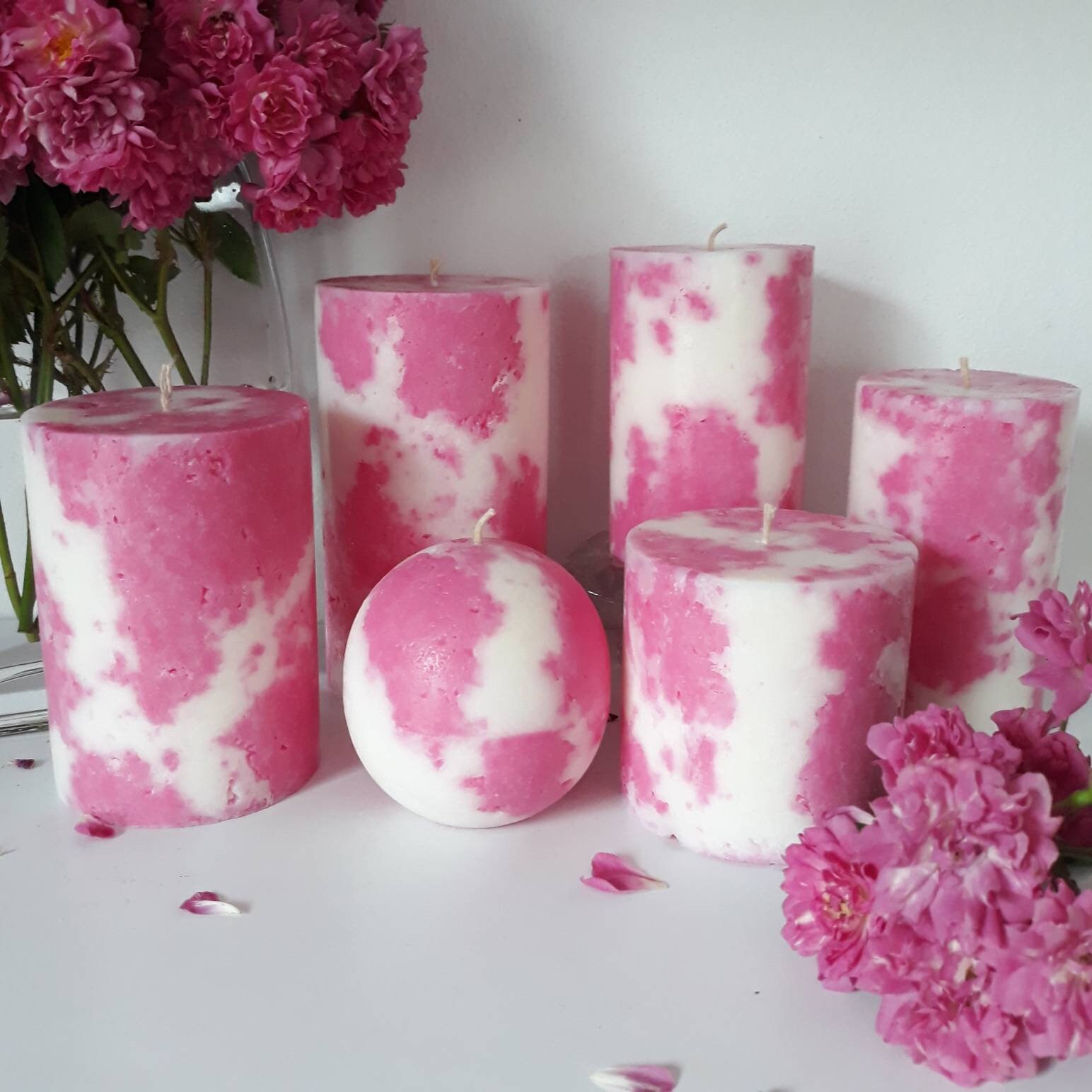 Pink Decorative Candles. Pink Pillar Candles. Pink Room Decor. - Etsy