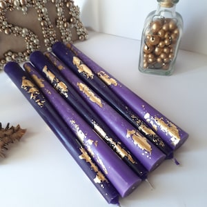 Purple Taper Candles. Set O 6 Decorative Candles Sticks. Dinner Candles ...