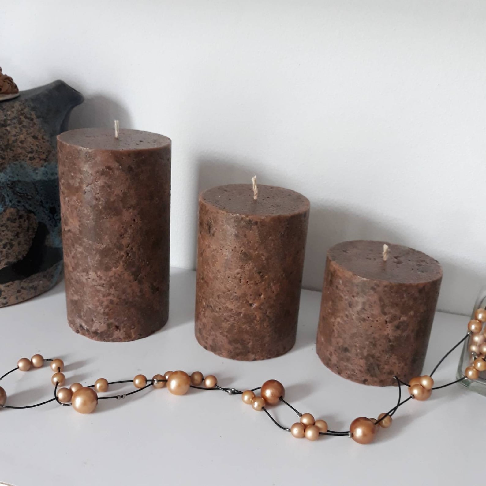 Dark Brown Pillar Candles. Decorative Candles. Designer Candles for ...