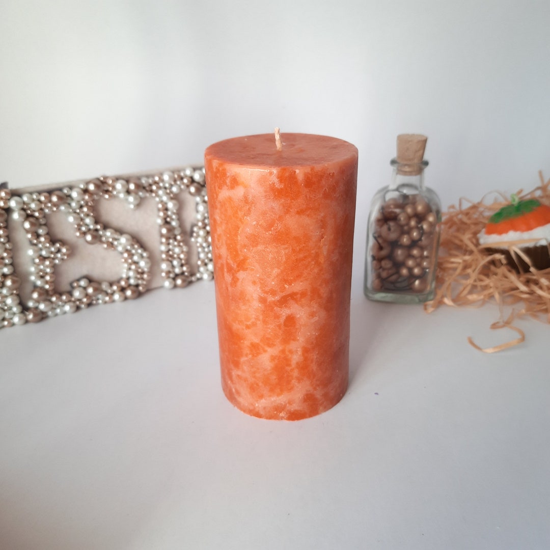 Orange Pillar Candles. Fall Candles. Decorative Candles for Fall ...