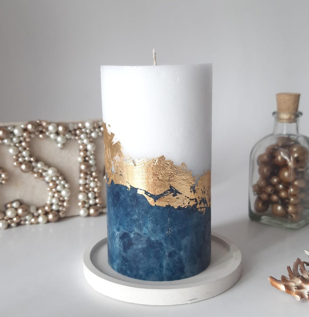 Navy Blue Pillar Candles. Decorative Candles for Navy Blue Decor or ...