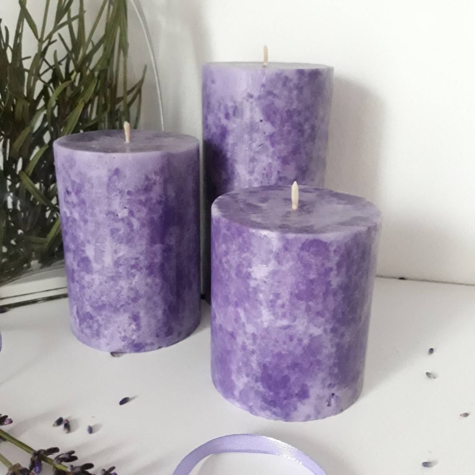 Purple Candles. Purple Pillar Candle. Unique Candle. | Etsy