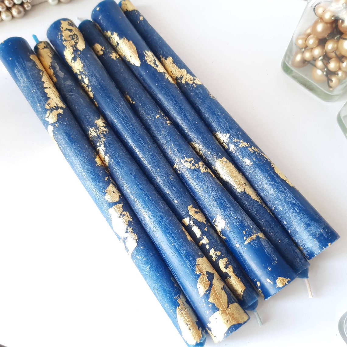 Navy Blue Taper Candles. Set O 6 Decorative Candles Sticks. Dinner ...