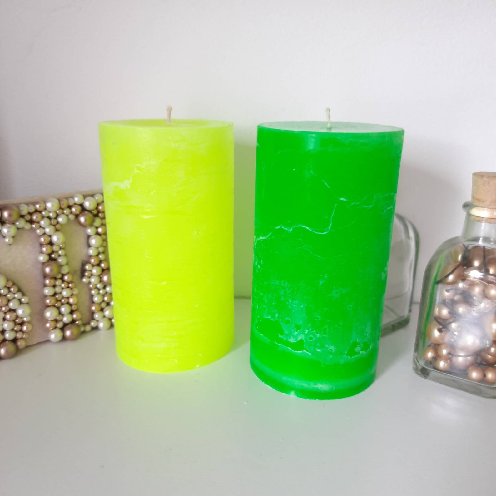 Neon Home Decor. Neon Pillar Candles.hot Green Pink Orange Yellow ...