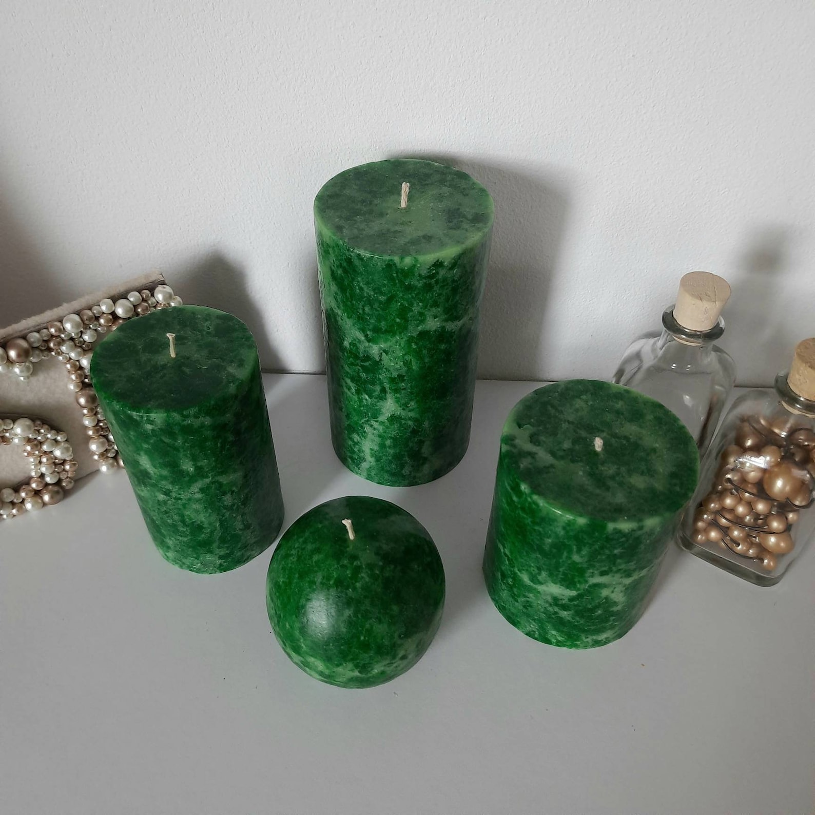 Emerald Green Pillar Candles. Unique Candles for Emerald Green - Etsy