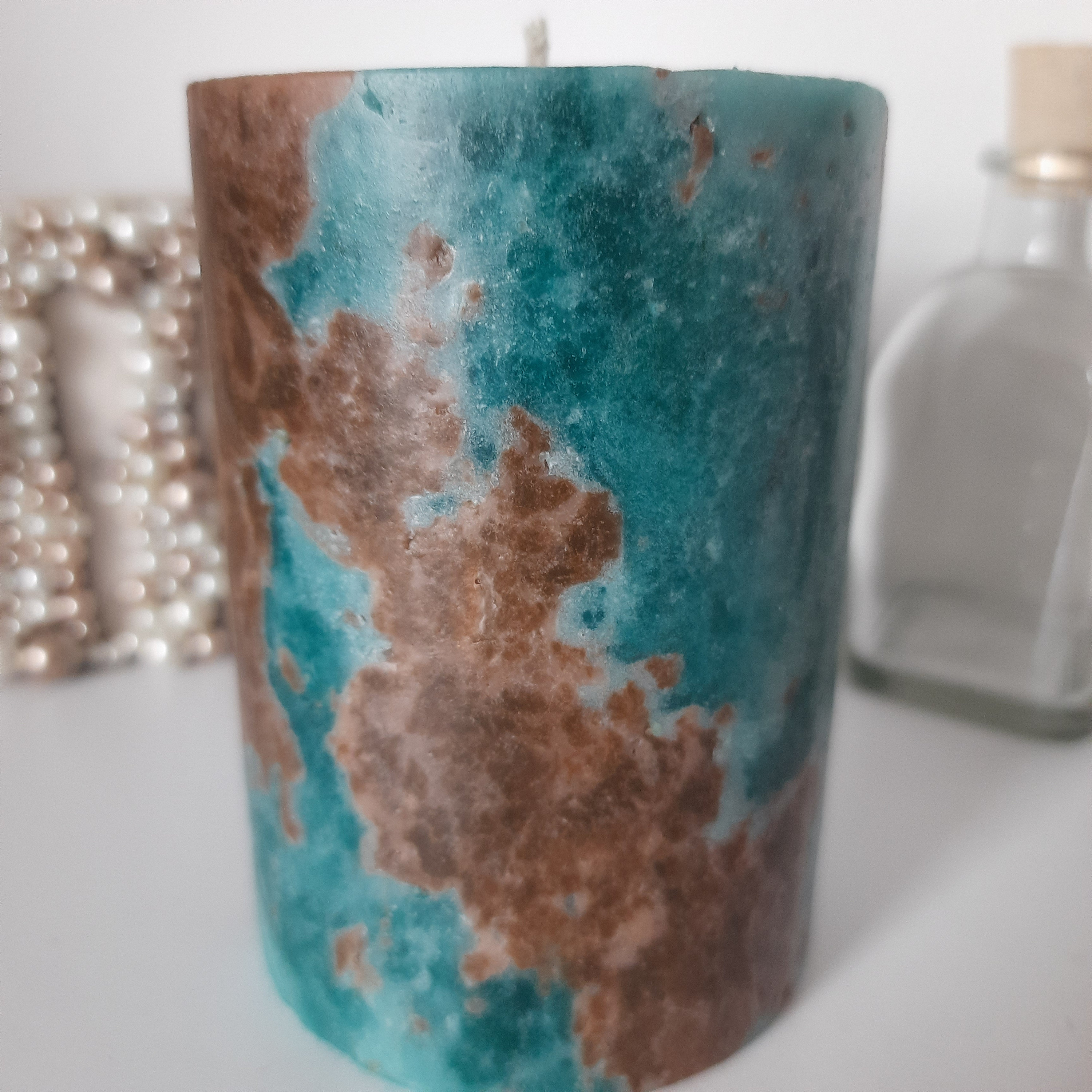 Teal Brown Candles. Pillar Candles for Teal Brown Decor. Turquoise ...