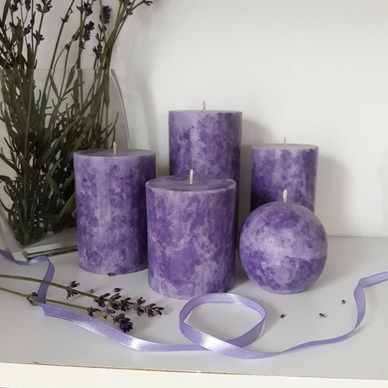Purple Candles. Purple Pillar Candle. Unique Candle. Decorative Candles ...