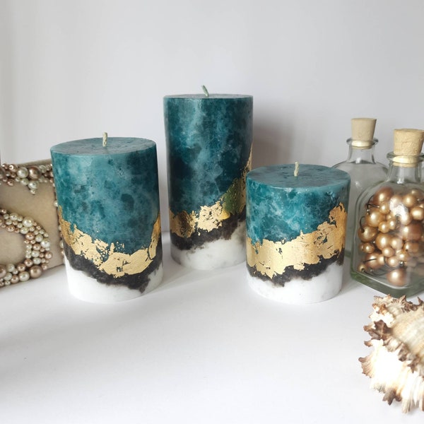 Teal Pillar Candles - Etsy