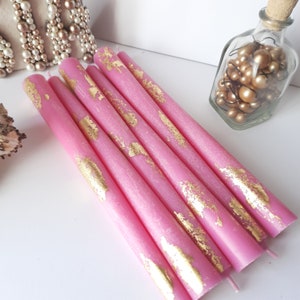 Pink Taper Candles. Set O 6 Decorative Candles Sticks. Dinner Candles 8 ...