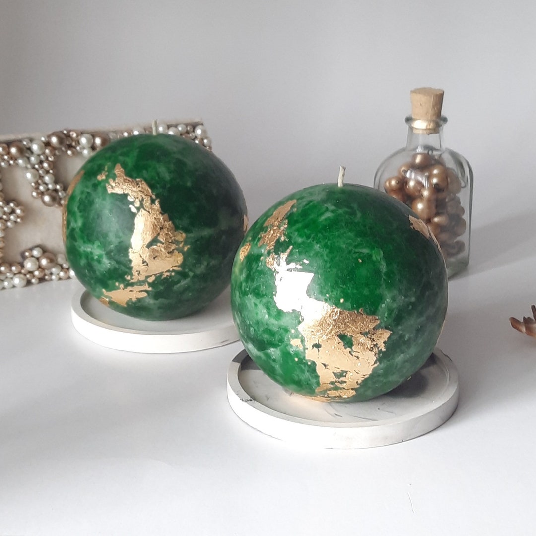 Set of 2 Emerald Green Ball Candles. Unique Candles for Emerald Green ...
