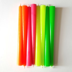Neon Taper Candles. Set O 6 Decorative Candles Sticks. Bright Hot Pink ...