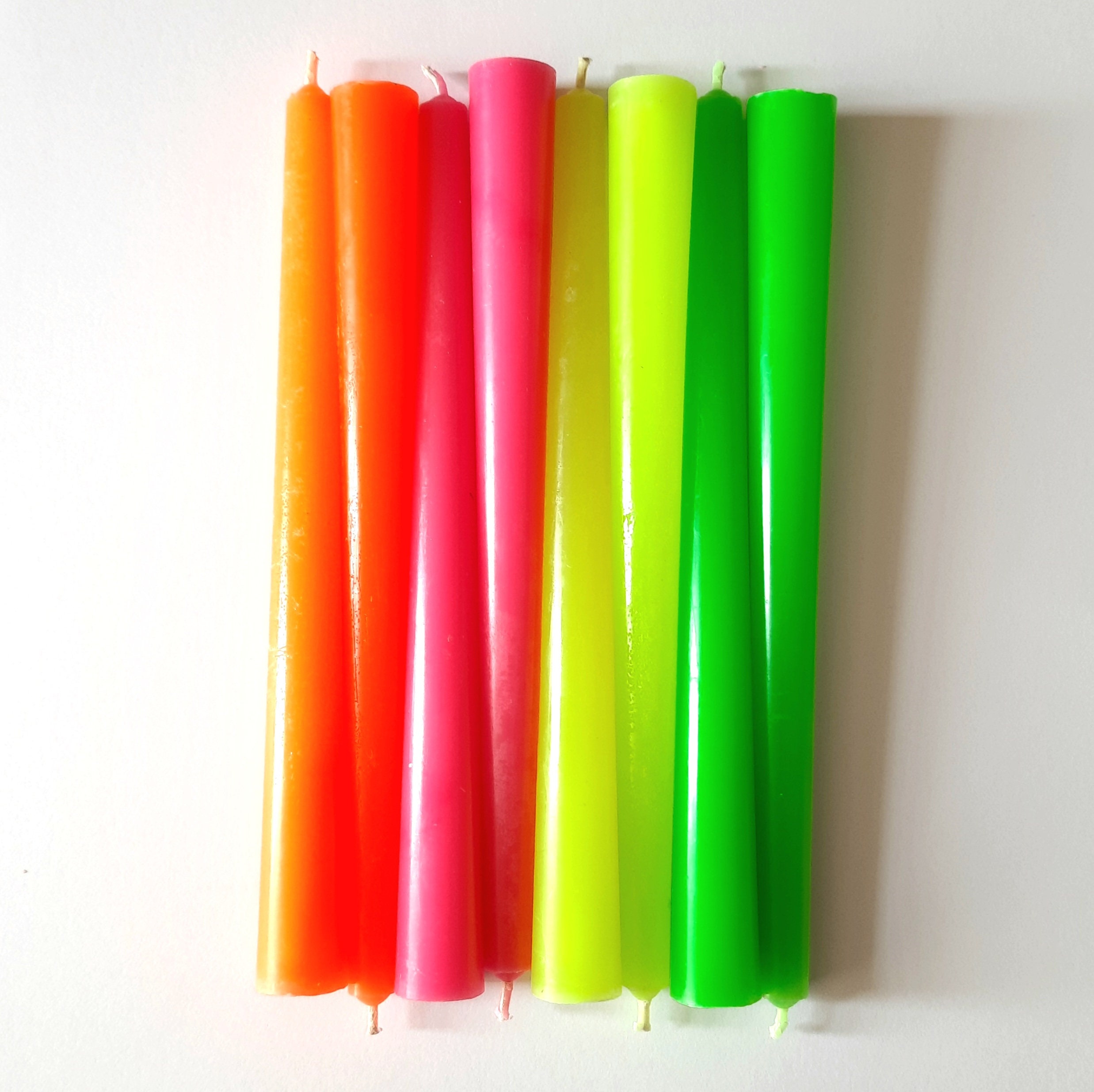 Neon Taper Candles. Set O 6 Decorative Candles Sticks. Bright Hot Pink ...
