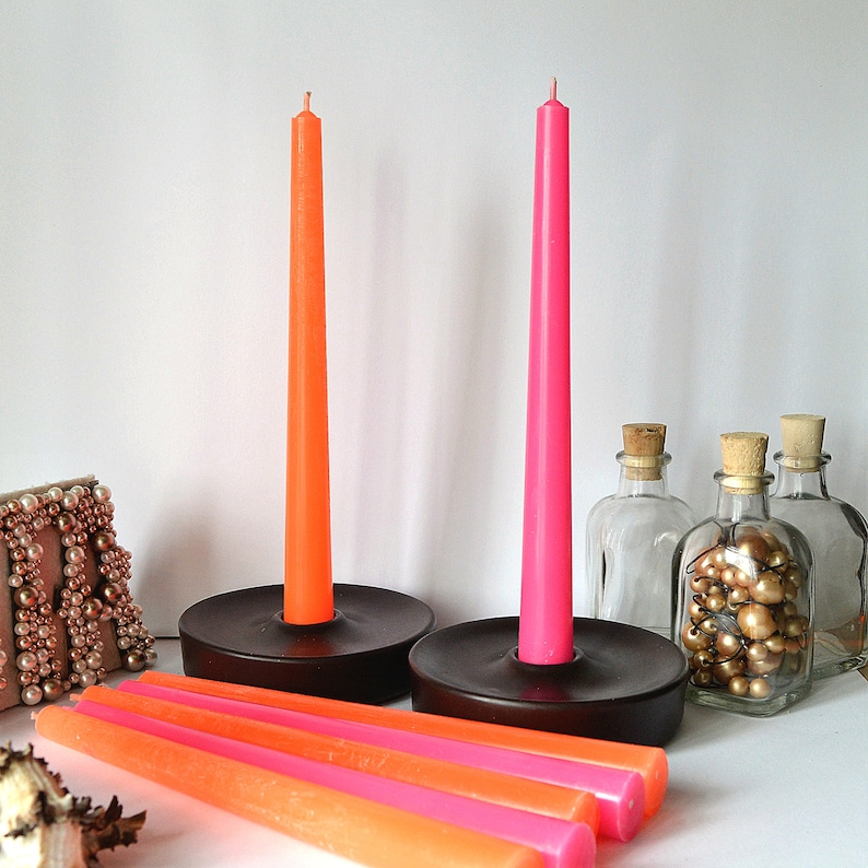 Neon Taper Candles. Set O 6 Decorative Candles Sticks. Bright Hot Pink ...