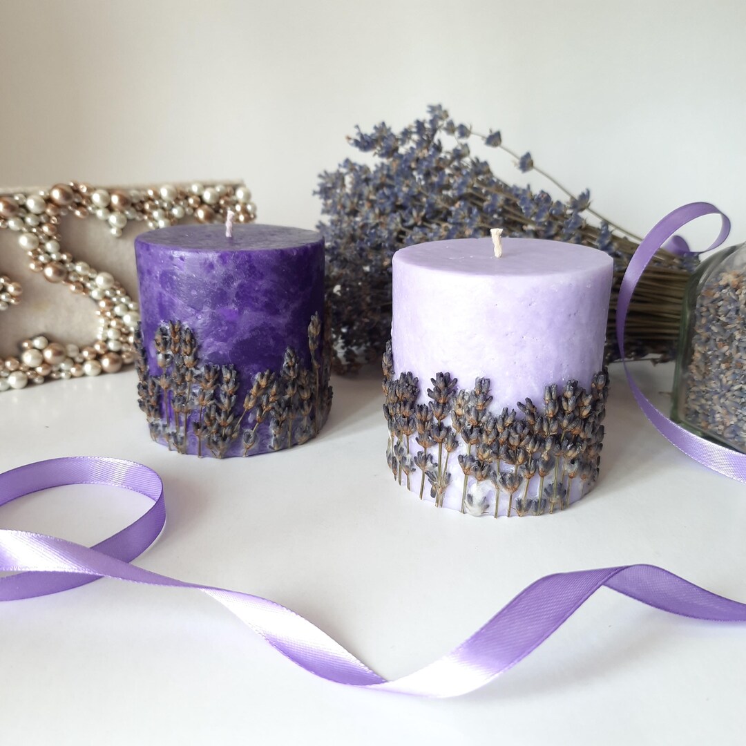 Lavender Candle Gift Set of 2 Scented Candles - Purple Candles Whith ...
