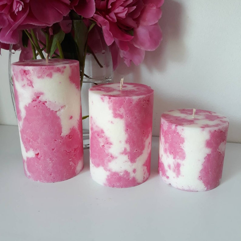 Pink Decorative Candles. Pink Pillar Candles. Pink Room Decor. - Etsy